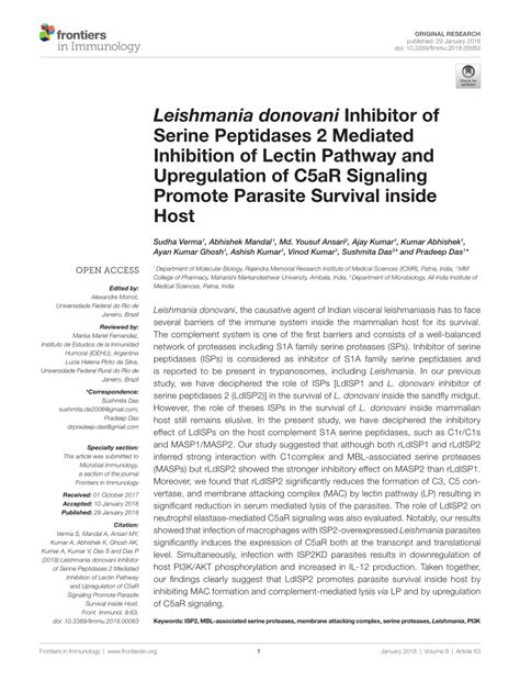 Pdf Leishmania Donovani Inhibitor Of Serine Peptidases 2 Ldisp2 Mediated Inhibition Of
