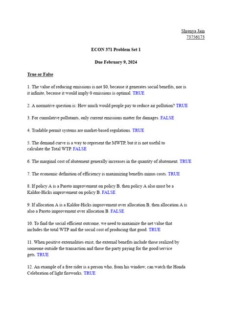 econ 371 problem set 1 pdf externality marginal cost