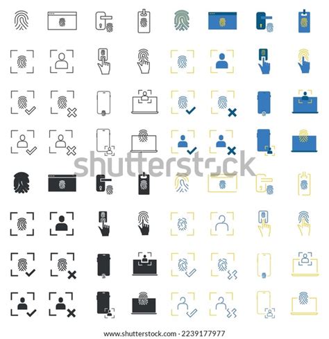 Fingerprint Face Recognition Vector Icon Set Stock Vector Royalty Free