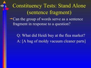 Constituency Lesson In The Field Of Syntax PPT