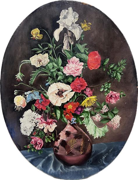 Dutch Stil Life Classical Flowers In Urn Fine Ornate Still Life Oil