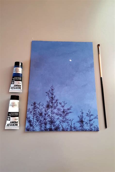 Night Acrylic Painting With Blue