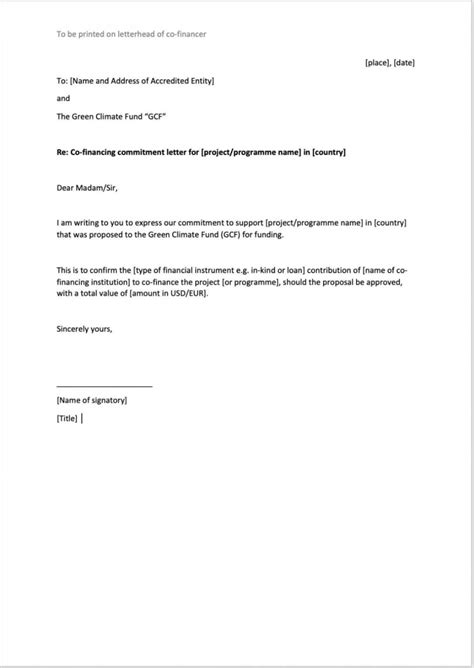 Commitment Letter Template Sample Template Samples