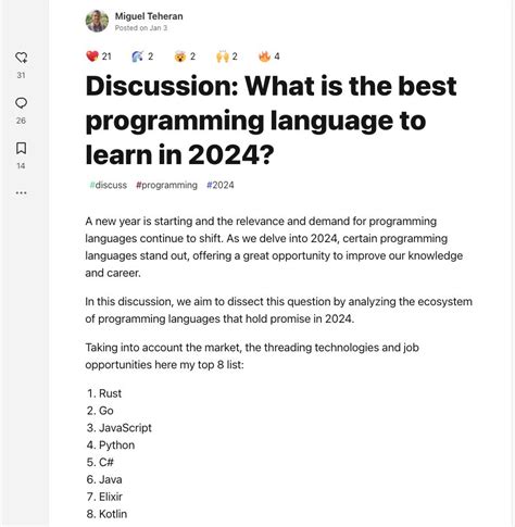 What Programming Languages To Learn In 2024 Attached Is One Opinion From Debadyuti Roy Chowdhury