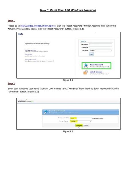 Self Service Password Reset APD