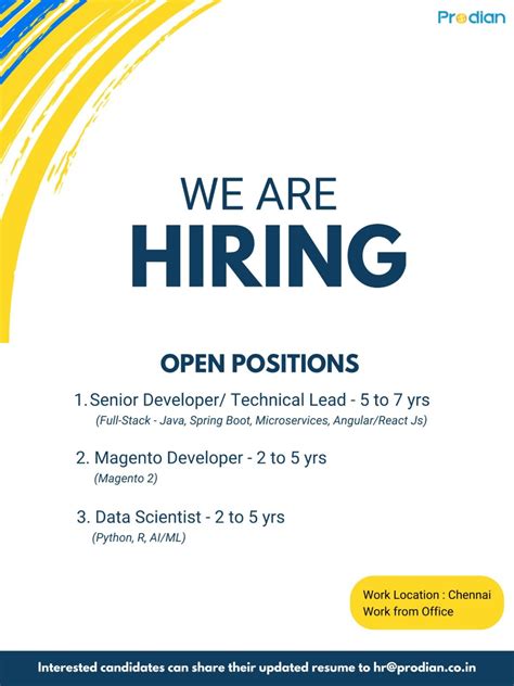 Prodian On Linkedin Jobs Chennaijobs Developer Seniordeveloper