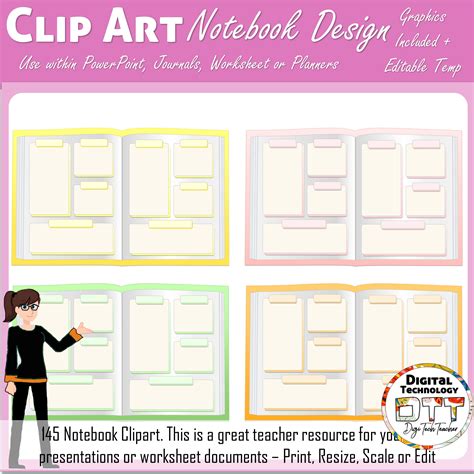 Notebook Vector Clipart Notebook Powerpoint Element Notebook Text Frame Clipart Editable