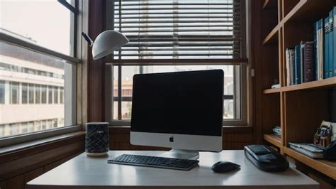 Premium Photo Modern Office Desk With Computer Displaying World Map