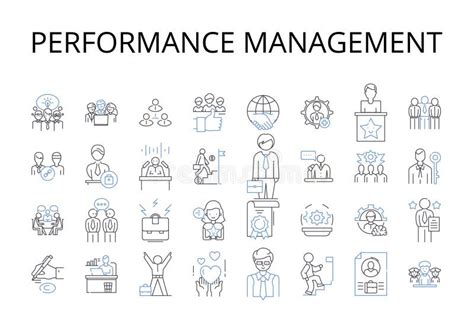 Performance Management Line Icons Collection Talent Development Goal Setting Leadership