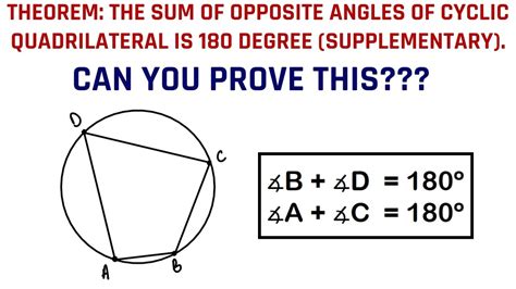 Cyclic Quadrilateral Theorem Opposite Angles Is Supplementary Circle Theorem 3 Geometry
