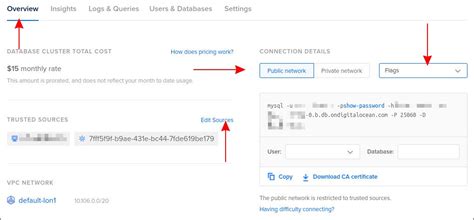 how to create a managed mysql database on digitalocean