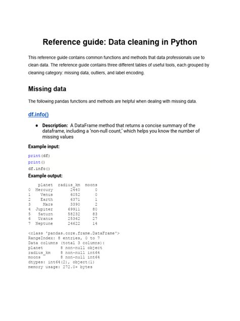 reference guide data cleaning in python pdf