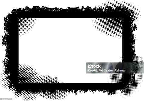흑인과 백인 하프 톤 도트 질감 흑인과 백인 테두리 흑인과 백인 그런 지 사각형 프레임 벡터 디자인 빈티지 그런 지 사각형 프레임 0명에 대한 스톡 벡터 아트 및 기타