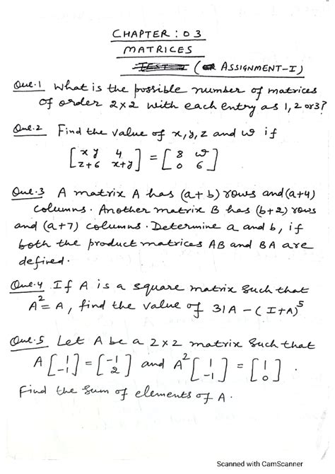 Assignment Matrices Solve Mathematics Applications And