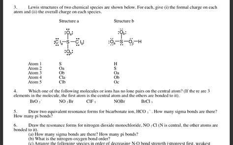 Solved 3 Atom And Ii The Overall Charge On Each Species