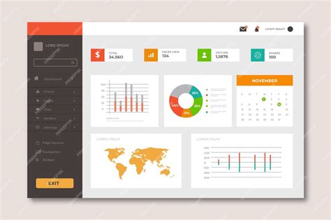 대시 보드 사용자 패널 템플릿 무료 벡터