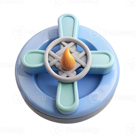 3d Render Of A Blue And Yellow Flame Symbol 52574009 Png