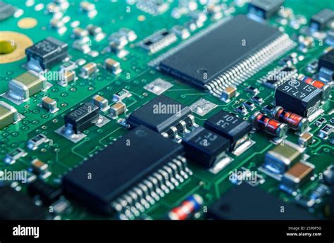 An Intricate View Of An Electronic Circuit Board Displaying Various Components Including Chips
