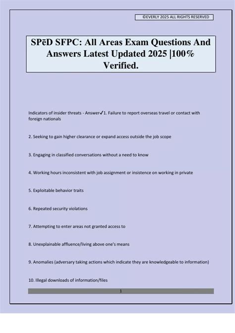 Spēd Sfpc All Areas Exam Questions And Answers Latest Updated 2025 100 Verified Spēd Sfpc