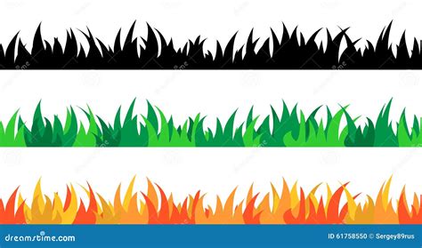 Set Of Seamless The Grass Stock Vector Illustration Of Rural 61758550