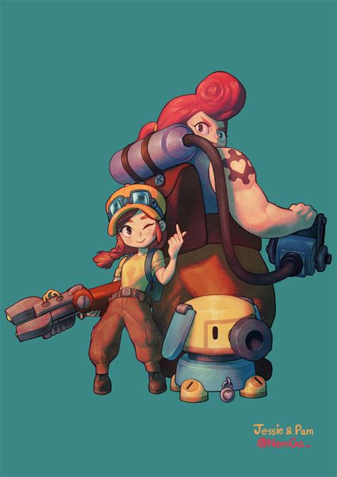 Brawl Stars Jessie And Pam Nemga Tutoriel De Dessin Font D Ecrant Jeux Vidéo Arts
