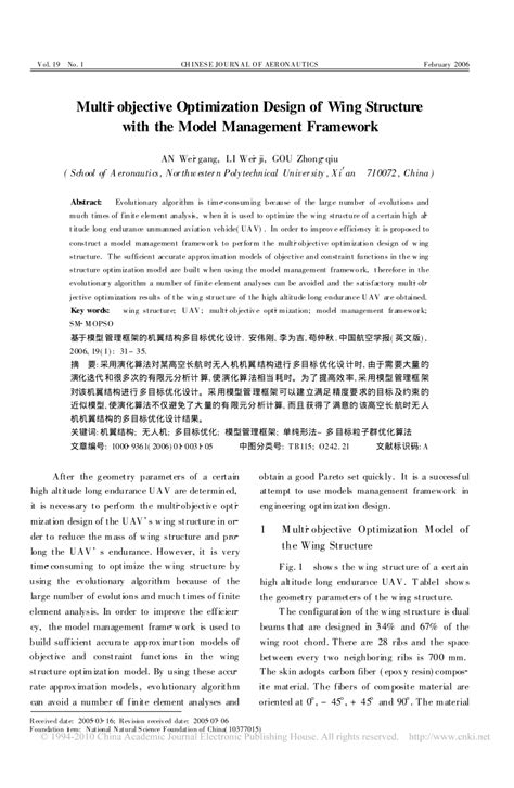 Pdf Multi Objective Optimization Design Of Wing Structure With The Model Management Framework