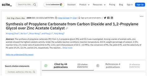 Synthesis Of Propylene Carbonate From Carbon Dioxide And 12 Propylene Glycol Over Zinc Acetate