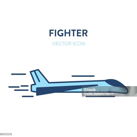전투기 아이콘 작고 빠른 군용 제트 전투기 비행의 벡터 플랫 윤곽 그림 현대 아이크래프트 초음속 반응형 비행기 군용 항공의 개념을 나타냅니다 가벼운에 대한 스톡 벡터 아트
