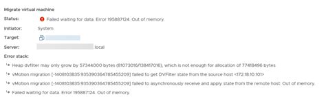 Vmotion Failed Waiting For Data Error 195887105 Vmware Vsphere