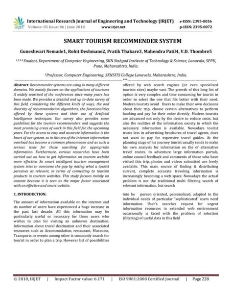 Irjet Smart Tourism Recommender System Pdf Search Internet