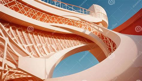 Curved White Architectural Structure With Repeating Patterns And Lines Stock Illustration