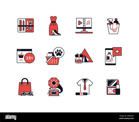 Activities And Clothes For Adults Line Design Style Icons Set Stock Vector Image And Art Alamy