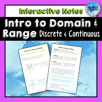Relations Domain And Range Interactive Notebook Notes Continuous Vs Discrete