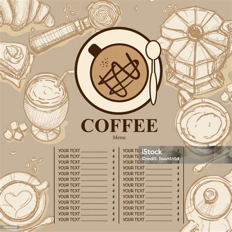 메뉴 커피숍 카페 레스토랑 템플릿 디자인 손 그리기 그래픽 0명에 대한 스톡 벡터 아트 및 기타 이미지 0명 개념 개념과 주제 Istock