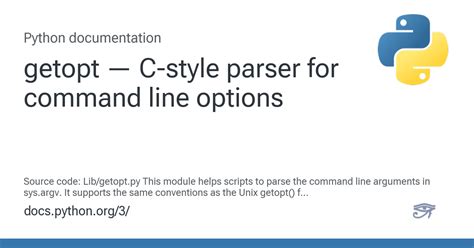getopt — c style parser for command line options — python 3 13 7