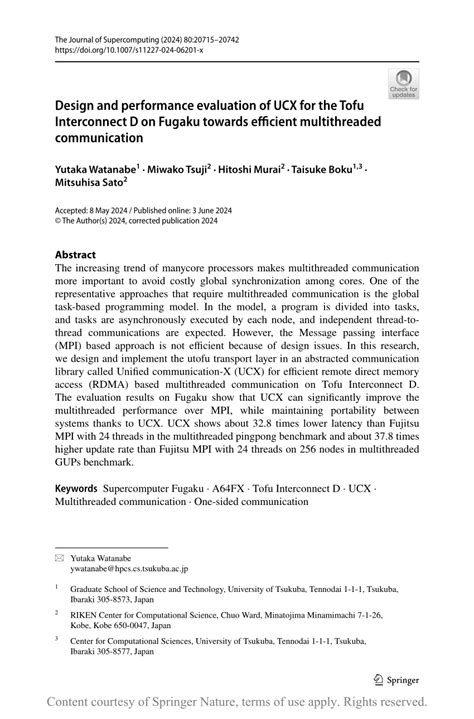 Pdf Design And Performance Evaluation Of Ucx For The Tofu Interconnect D On Fugaku Towards