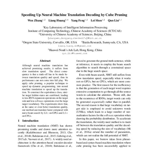 Speeding Up Neural Machine Translation Decoding By Cube Pruning Acl Anthology