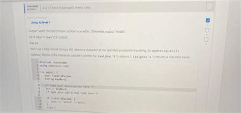 Solved Challenge Activity 441 Check It Password Meets Rules