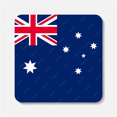 Flag Of Australia Flat Icon Square Vector Element With Shadow