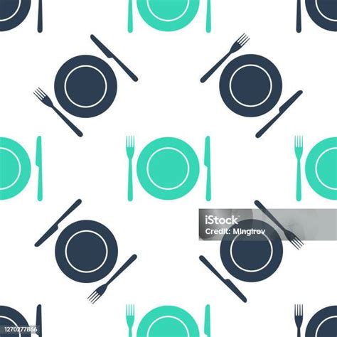 녹색 접시 포크와 칼 아이콘 흰색 배경에 원활한 패턴을 분리 칼 붙이 기호 레스토랑 간판 벡터 벡터에 대한 스톡 벡터 아트 및 기타 이미지 Istock