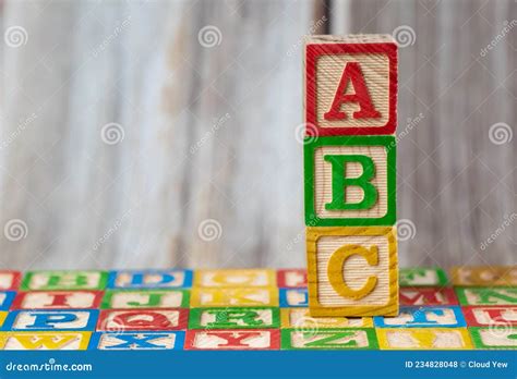ABC Wooden Block Stack Vertically Stock Photo Image Of Baby Learn 234828048