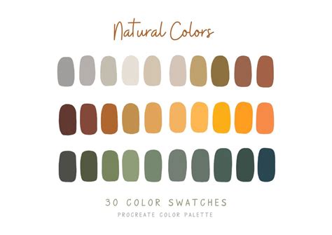 Natural Color Procreate Color Palette Color Swatches Ipad Procreate