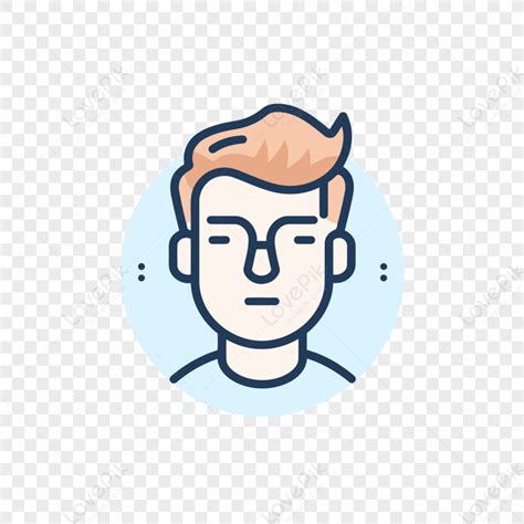 Male Portrait Style Flat Outline Icon Vector Sketch Lineal Icon Png