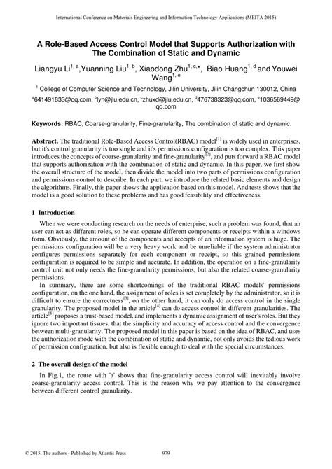 Pdf A Role Based Access Control Model That Supports Authorization With The Combination Of
