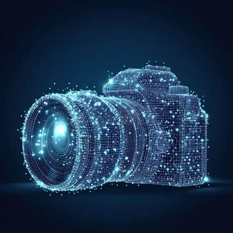 Low Poly Modern Illustration Of A Camera Color Mode Rgb Lines And Dots Photo Concept