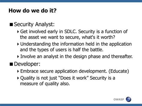 Integration Into The Secure Sdlc Process Ppt