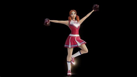 3d Model Cartoon Cheerleader Rigged Animated Blender With Unity Vr Ar