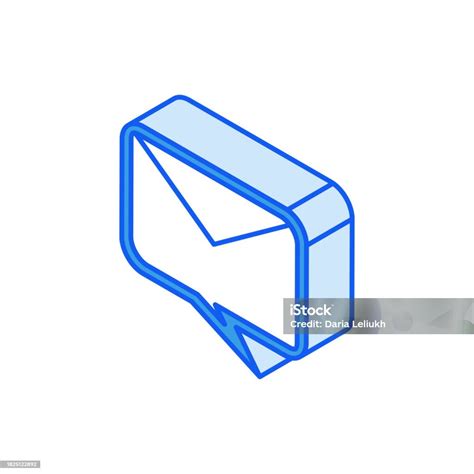 윤곽선의 등각투영 아이콘입니다 현대 평면 벡터 일러스트 레이 션입니다 메시지 상자 기호입니다 소셜 미디어 마케팅 아이콘입니다 2차 도형에 대한 스톡 벡터 아트 및 기타