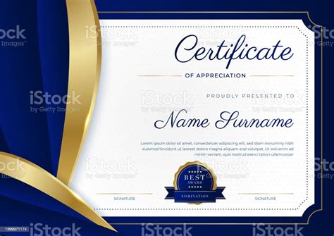 현대 파란색 인증서 템플릿 및 테두리 상 졸업장 명예 업적 졸업 및 인쇄 0명에 대한 스톡 벡터 아트 및 기타 이미지 0명 가상현실 감탄 Istock