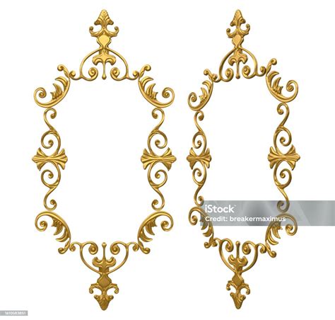 황금 바로크 양식의 화려한 군주 그림 프레임의 격리된 3d 렌더링 그림 조각에 대한 스톡 사진 및 기타 이미지 조각 조각품 판화 제작물 Istock